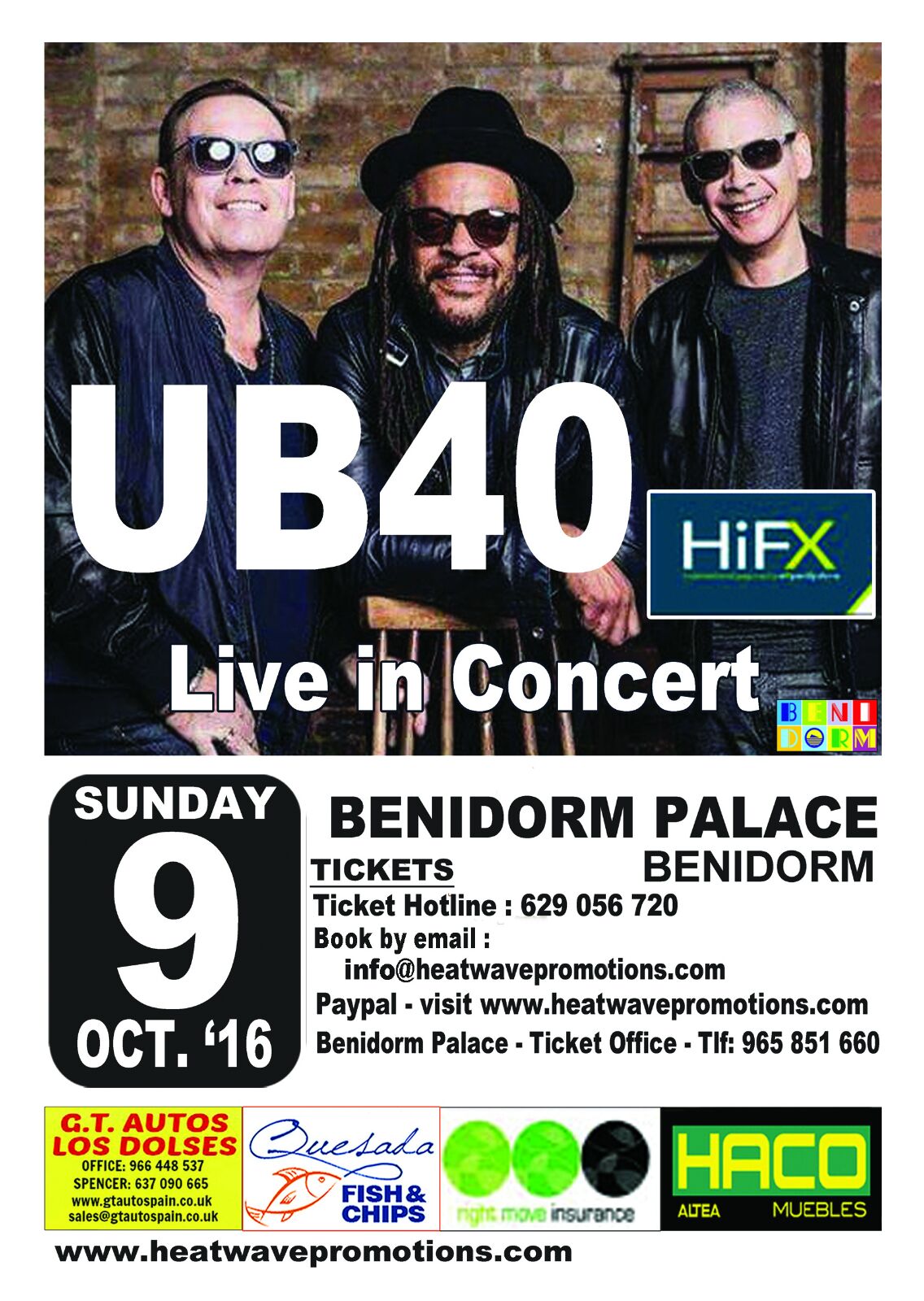 UB40 live Concert in Benidorm Palace - Benidorm Palace Tickets